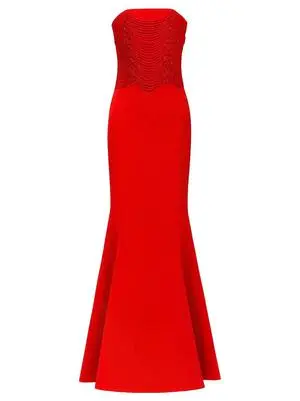 Amen Embellished Strapless Maxi Dress - Red