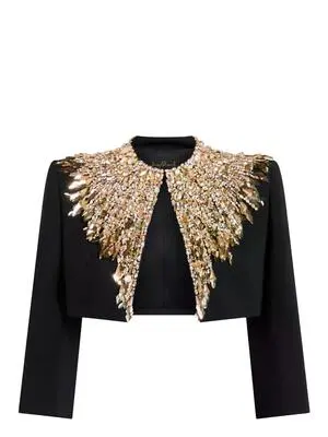 Jenny Packham Embellished Cropped Jacket - Black