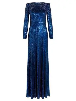 Jenny Packham Sequin-embellished Dulcet Gown - Blue