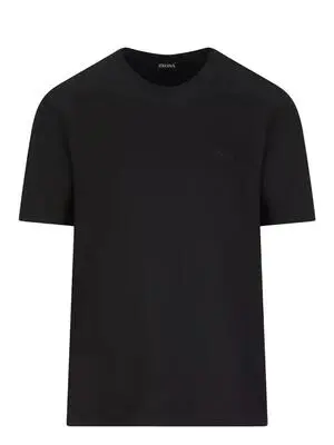 Zegna Logo-embroidered T-shirt - Black