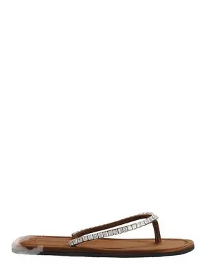 GIUSEPPE ZANOTTI Thong Sandals With Rhinestones - Brown