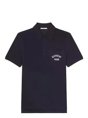 Givenchy Logo-embroidered Patch-pocket Polo Top - Blue