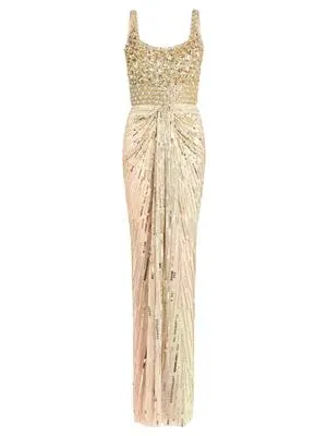 Jenny Packham Embellished Draped Elixir Dress - Neutrals