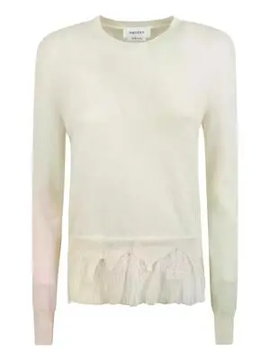 Alexander McQueen Lace Trim Pleated Sweater - Neutrals