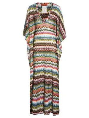 Missoni V-neck Zigzag Maxi Dress - White