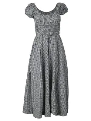 DÔEN Quinley Gingham-pattern Midi Dress - Blue