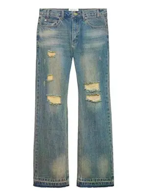 MIDNIGHT RODEO Distressed Straight Leg Jeans - Blue