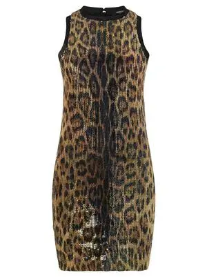 Roberto Cavalli Sequined Leopard Print Mini Dress - Brown