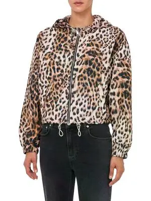 Moschino Hooded Leopard-print Cropped Jacket - Brown