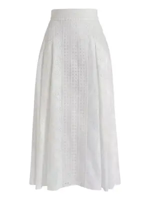 Alberta Ferretti Eyelet A-line Midi Skirt - White
