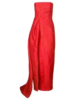 Monique Lhuillier Train Strapless Maxi Dress - Red
