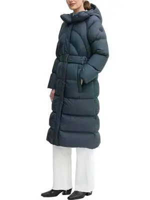 COLMAR Hooded Belted Coat - Blue