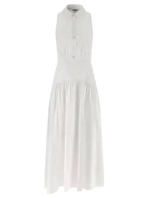 Staud Romy Wrinkled Maxi Dress - White