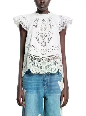 Sea Lace-detail Blouse - White