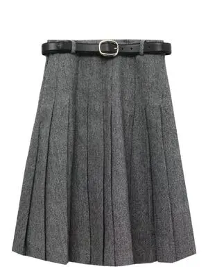 SELF-PORTRAIT Pleated Midi Skirt - Grey