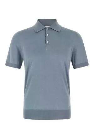 Brunello Cucinelli Contrasting-piping Cotton Polo Shirt - Blue