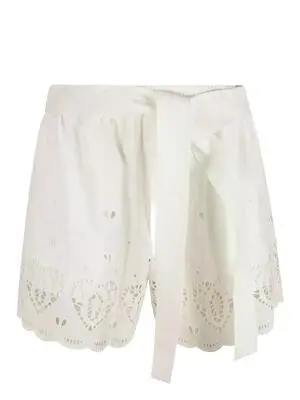 Stella McCartney Heart-patterned Shorts With Self-tie Belt - White