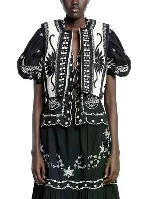 Sea Geometric-pattern Waistcoat - Black