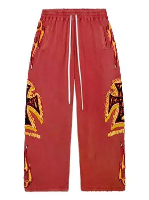 VALE FOREVER La Flare Drawstring Track Pants - Red