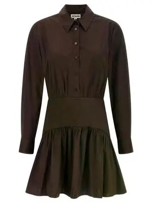 Staud Rocco Gathered Mini Dress - Brown