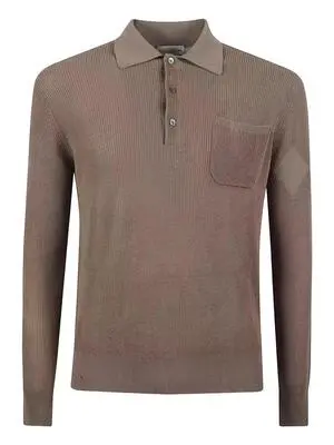 BALLANTYNE Pocket Rib Polo Shirt - Brown