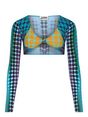 Jean Paul Gaultier Re-edition Dots Print Crop Top - Blue