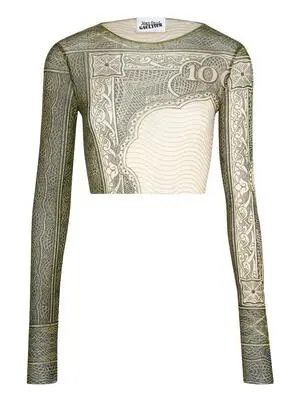 JEAN PAUL GAULTIER Re-edition Cartouche Print Crop Top - Green