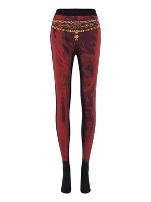 MARINE SERRE Wet Nuisette Printed Jersey Leggings Ribbon - Red