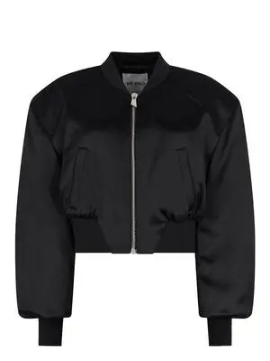 Attico Satin Bomber Jacket - Black