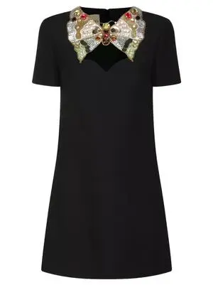 Valentino Garavani Embellished-collar Mini Dress - Black