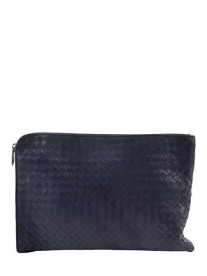 Bottega Veneta 2000s Intrecciato Leather Clutch Bag - Purple