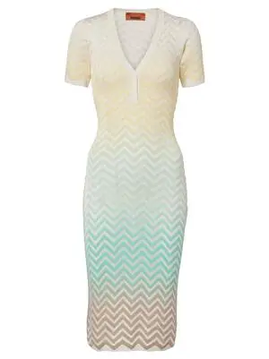 Missoni Zigzag Knitted Cotton-blend Midi Dress - Multicoloured