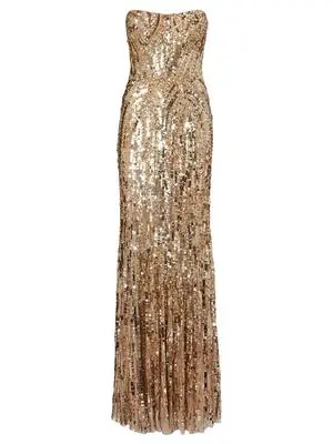 Jenny Packham Euphoria Sequined Gown - Gold
