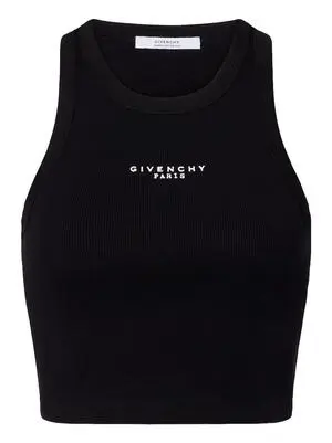 Givenchy Logo Cropped Cotton Jersey Tank Top - Black
