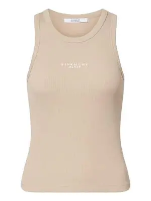 Givenchy Logo Ribbed-knit Tank Top - Beige