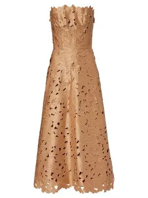 Costarellos Vella Floral Lace Cocktail Dress - Gold