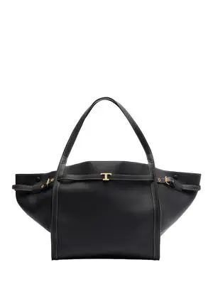 TOD'S T Timeless Leather Shoulder Bag - Black