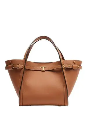 TOD'S T Timeless Leather Shoulder Bag - Brown