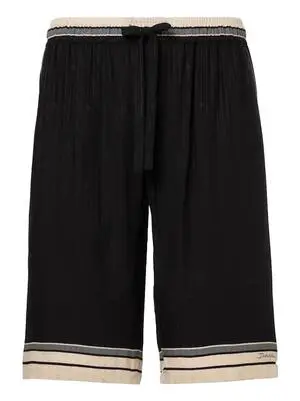 Dolce & Gabbana Striped Silk Bermuda Shorts - Black