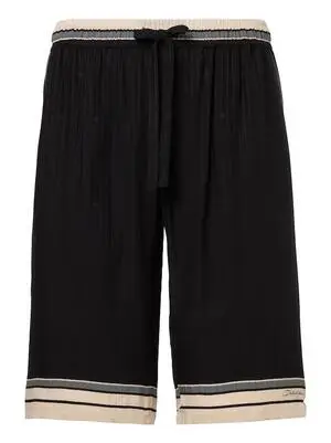 Dolce & Gabbana Striped Silk Bermuda Shorts - Black