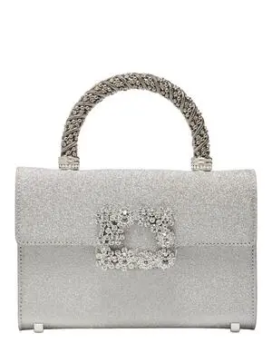 ROGER VIVIER Jewel Efflorescence Mini Glitter Tote Silver