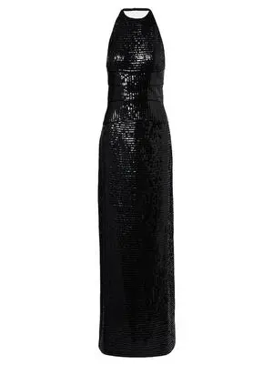 Roberto Cavalli Sequined Halterneck Gown - Black