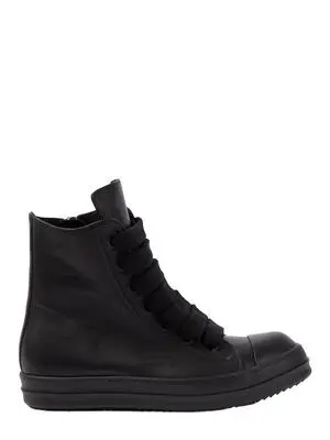 Rick Owens Jumbolace Leather High-top Sneakers - Black
