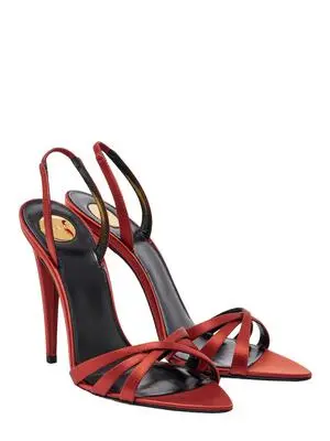 Saint Laurent Kate Satin Crêpe Slingback Sandals - Red