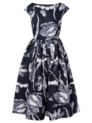 Erdem Floral Cotton-blend Faille Midi Dress - Blue