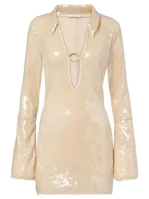 Oseree Marylin O Sequined Minidress - Beige