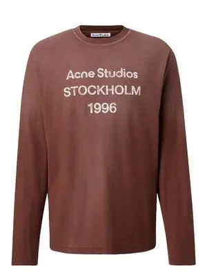 Acne Studios Logo Cotton And Hemp T-shirt - Brown