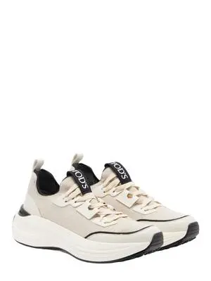TOD'S Leather-trimmed Sneakers - Beige