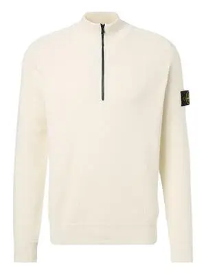 Stone Island Compass Cotton Half-zip Sweater - White