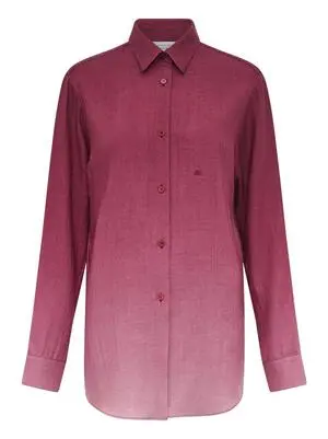 Gabriela Hearst Reyes Cashmere Silk Herringbone Shirt - Bordeaux